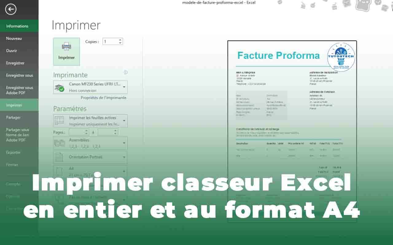 Imprimer un classeur Excel en entier et au format A4